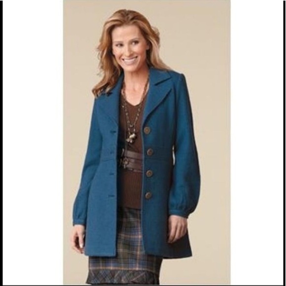 CAbi | Jackets & Coats | Cabi Peacock Blue Merino Wool Womans Coat D ...